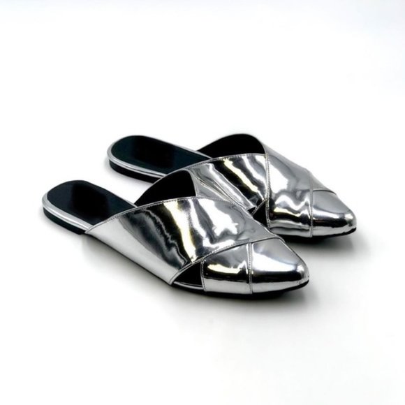 Shoes | Sliver Metallic Slides | Poshmark